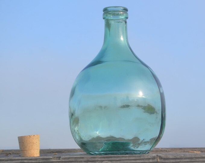 BLUE GREENISH 5l DEMIJOHN, Large Wine Bottle, Blue Demijohn ...