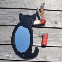 WHITE Cat's HEAD Mirror, Decorative Wall Mirror, White Cat, Unique Hand ...