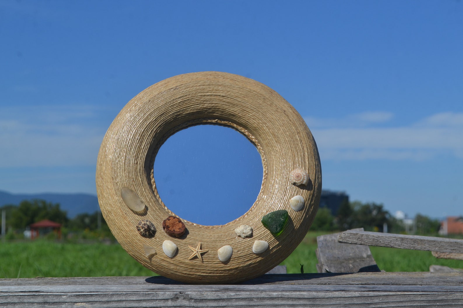 BEACH THEMED MIRROR Round Wall Mirror Tiny Hemp Rope Mirror | Etsy