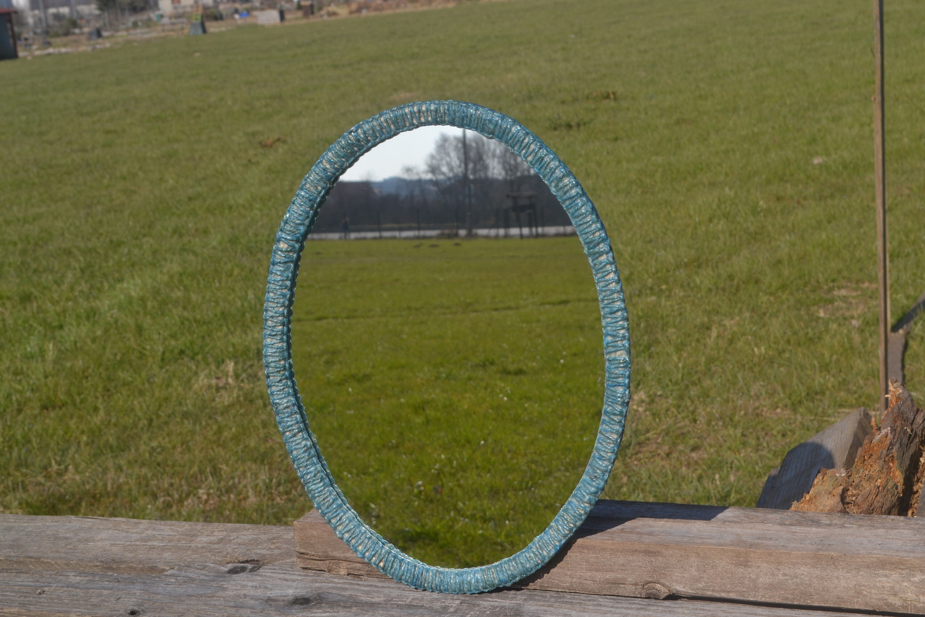 BLUE OVAL MIRROR, Macrame Framed Wall Mirror, Decorative Mirrors, Boho ...