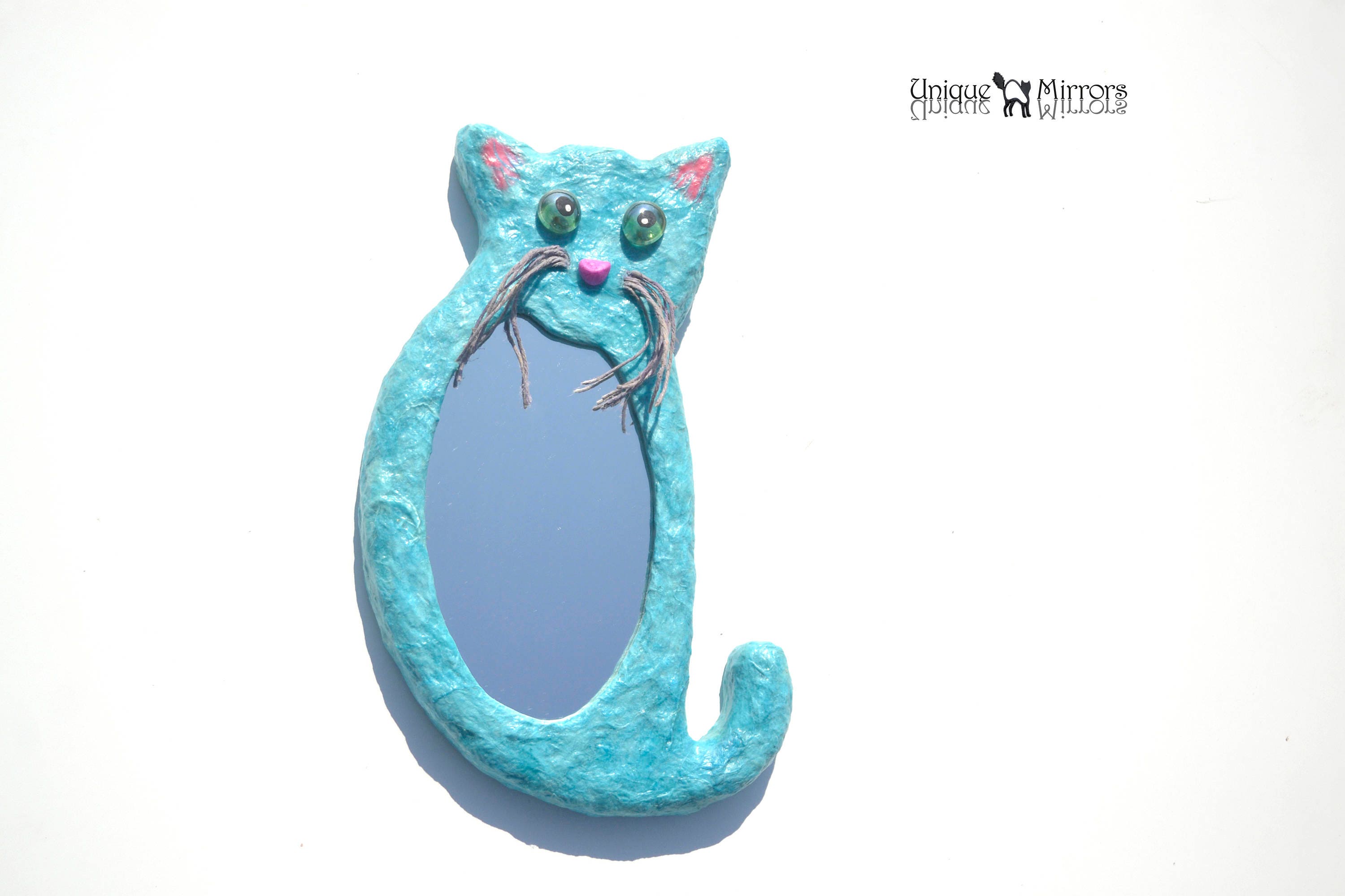 BLUE CAT MIRROR, Decorative Wall Mirror, Unique Cat Mirror, Ideal Gift ...
