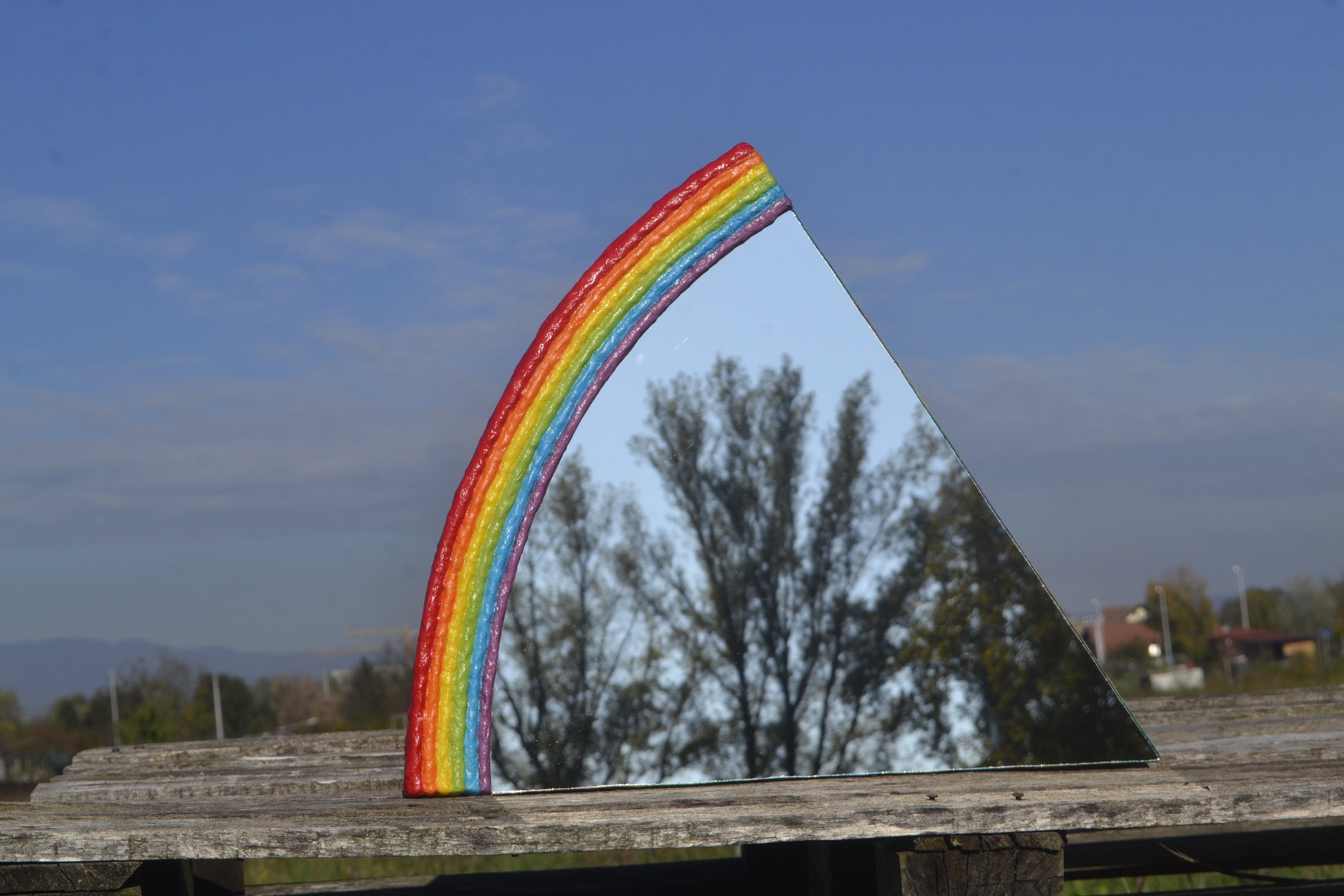 RAINBOW MIRROR Triangle Mirror Decorative Wall Mirror - Etsy