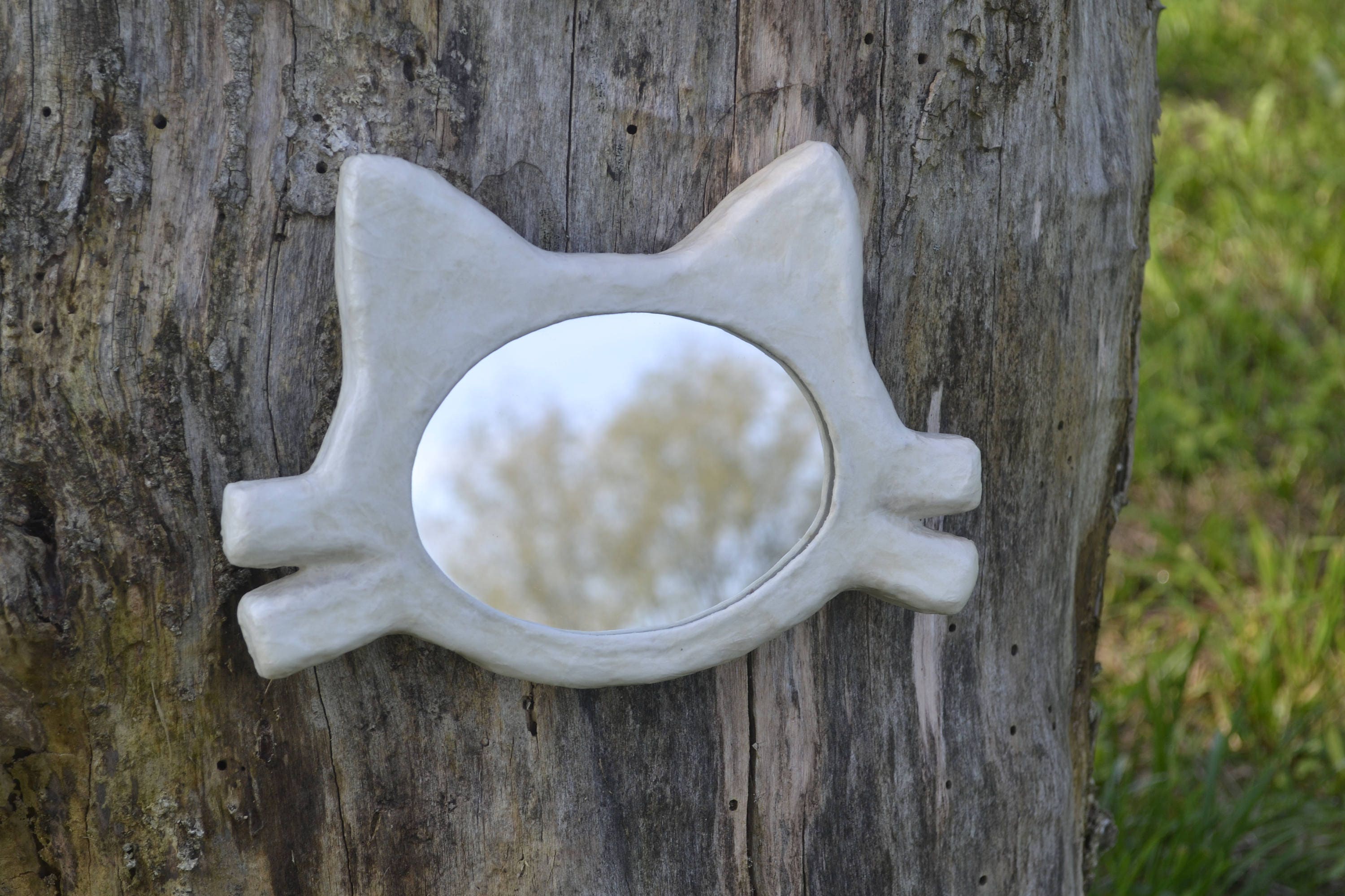 WHITE Cat's HEAD Mirror Decorative Wall Mirror White - Etsy