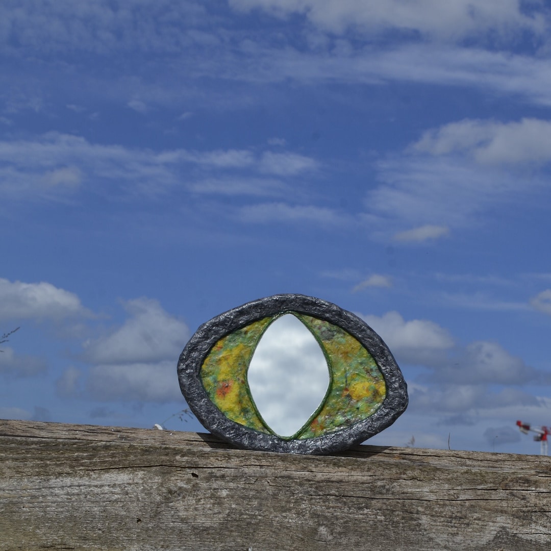 CAT EYE MIRROR, Small Wall Mirror, Papermache Mirror, Green Cat Eye ...