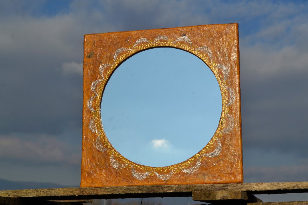 AMBER YELLOW MIRROR, Decorative Wall Mirror, Painted Wall Mirrors ...