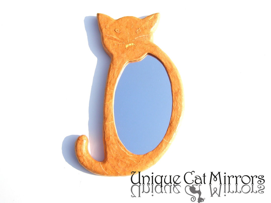 CAT LOVERS GIFT, Decorative Wall Mirror Cat Shaped, Orange Tabby Cat ...