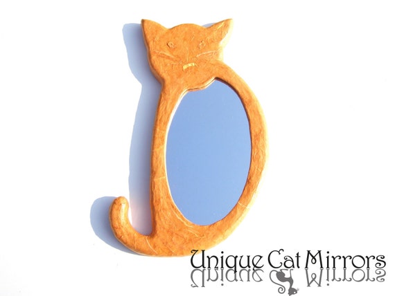CAT LOVERS GIFT Decorative Wall Mirror Cat Shaped Orange | Etsy