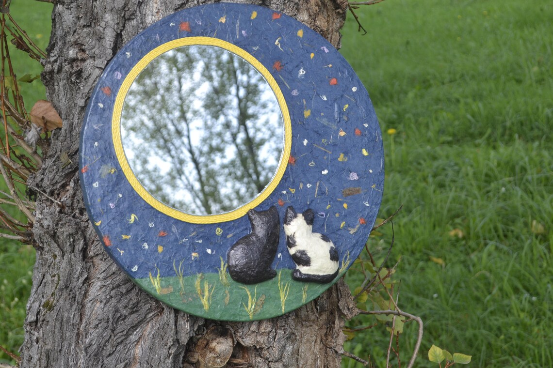 FULL MOON MIRROR Decorative Wall Mirror Round Mirror With 2 - Etsy