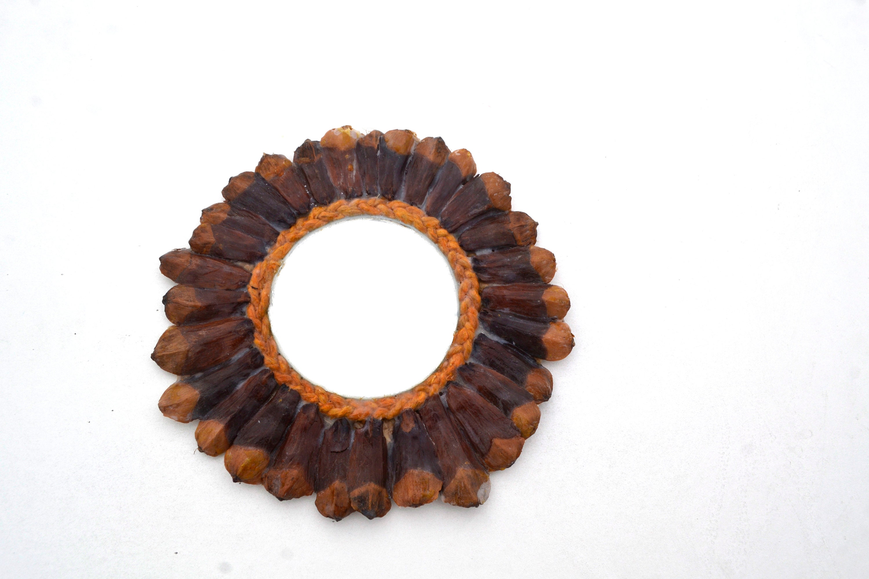 PINE PETAL SUNFLOWER Mirror, Small Wall Mirror, Round Mirror, Pine ...