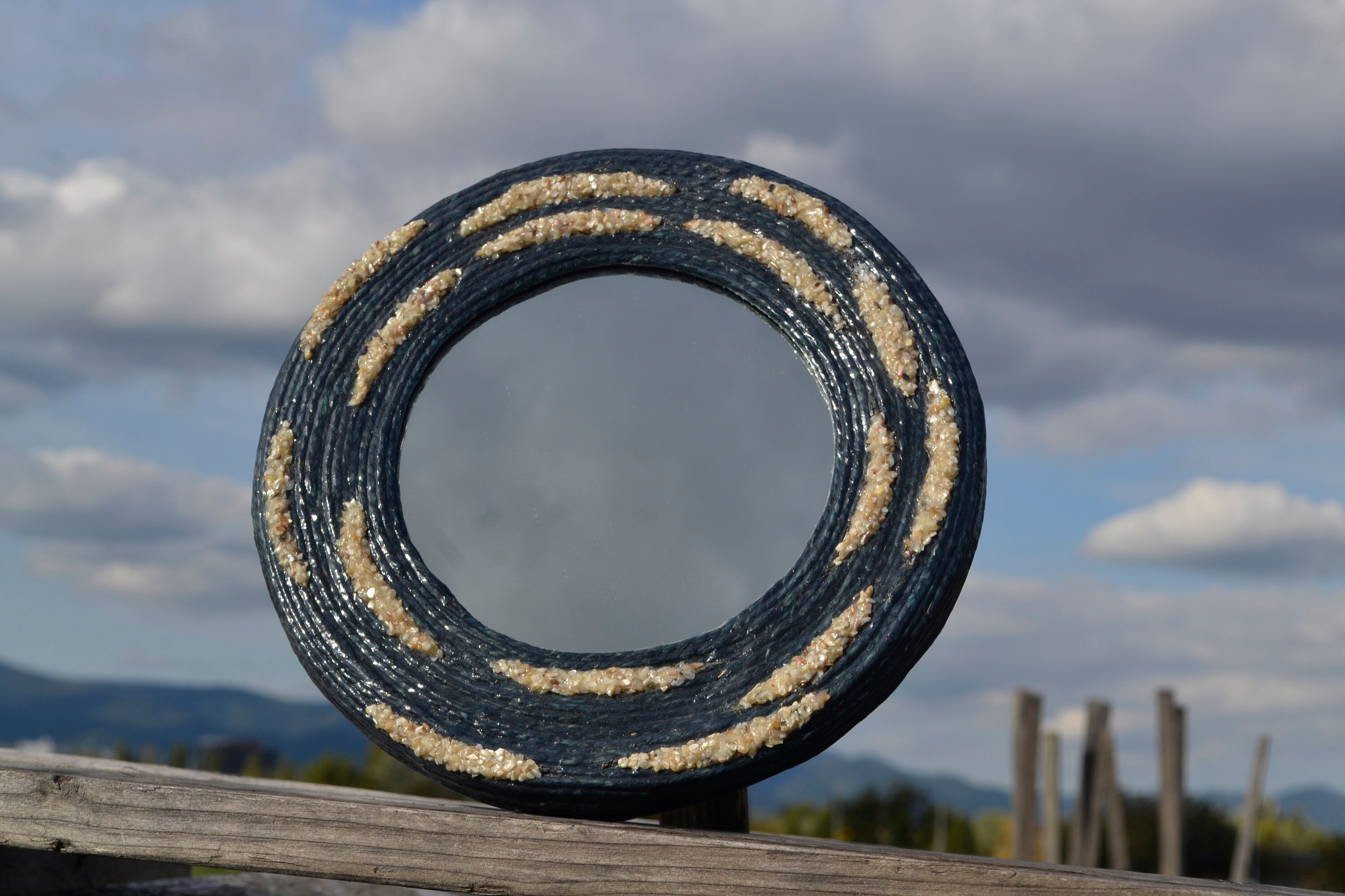 ROUND WALL MIRROR Blue Hemp Rope Mirror Hanging Mirror - Etsy