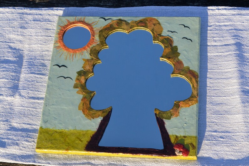 TREE SHAPED MIRROR & Small Sun Mirror, Large Square Mirror, Hanging ...