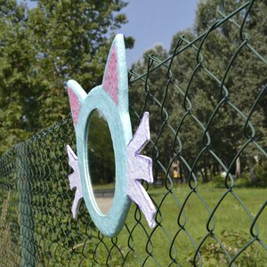 BLUE CAT HEAD Wall Mirror, Decorative Mirror, Round Mirror, Cat Home ...