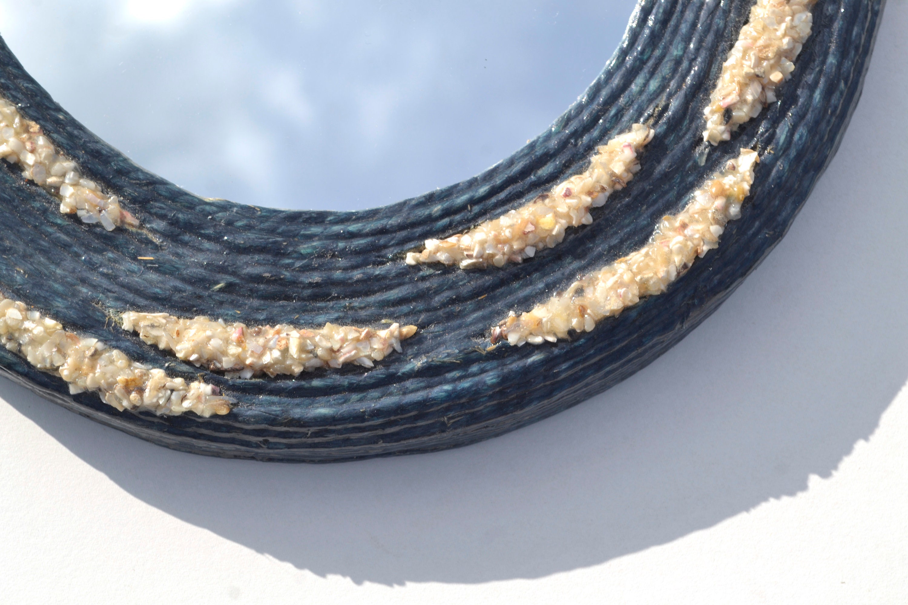 ROUND WALL MIRROR, Blue Hemp Rope Mirror, Hanging Mirror, Decorative ...