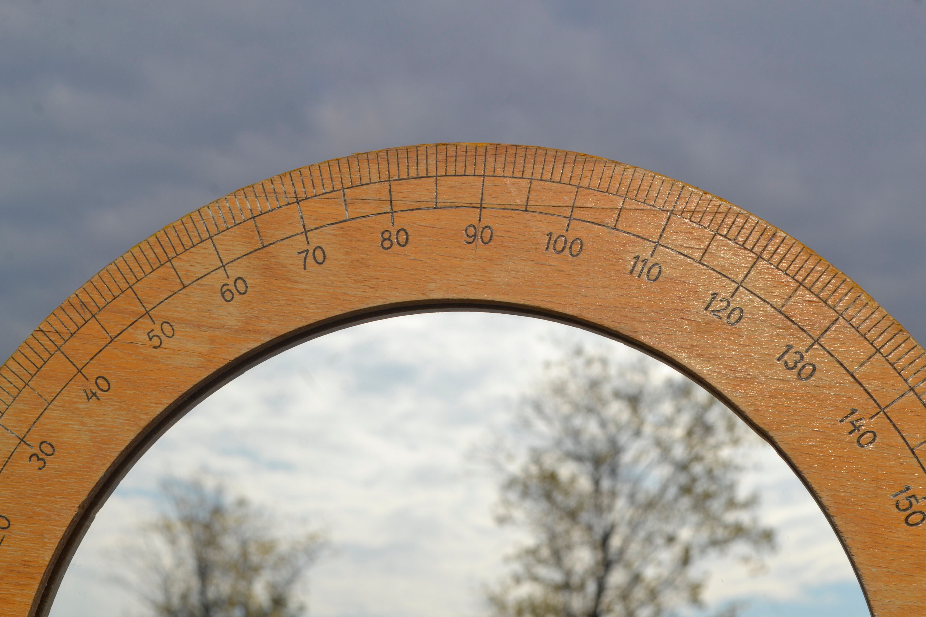 VINTAGE WOODEN PROTRACTOR Wall Mirror, Large Wooden Protractor, Wood ...