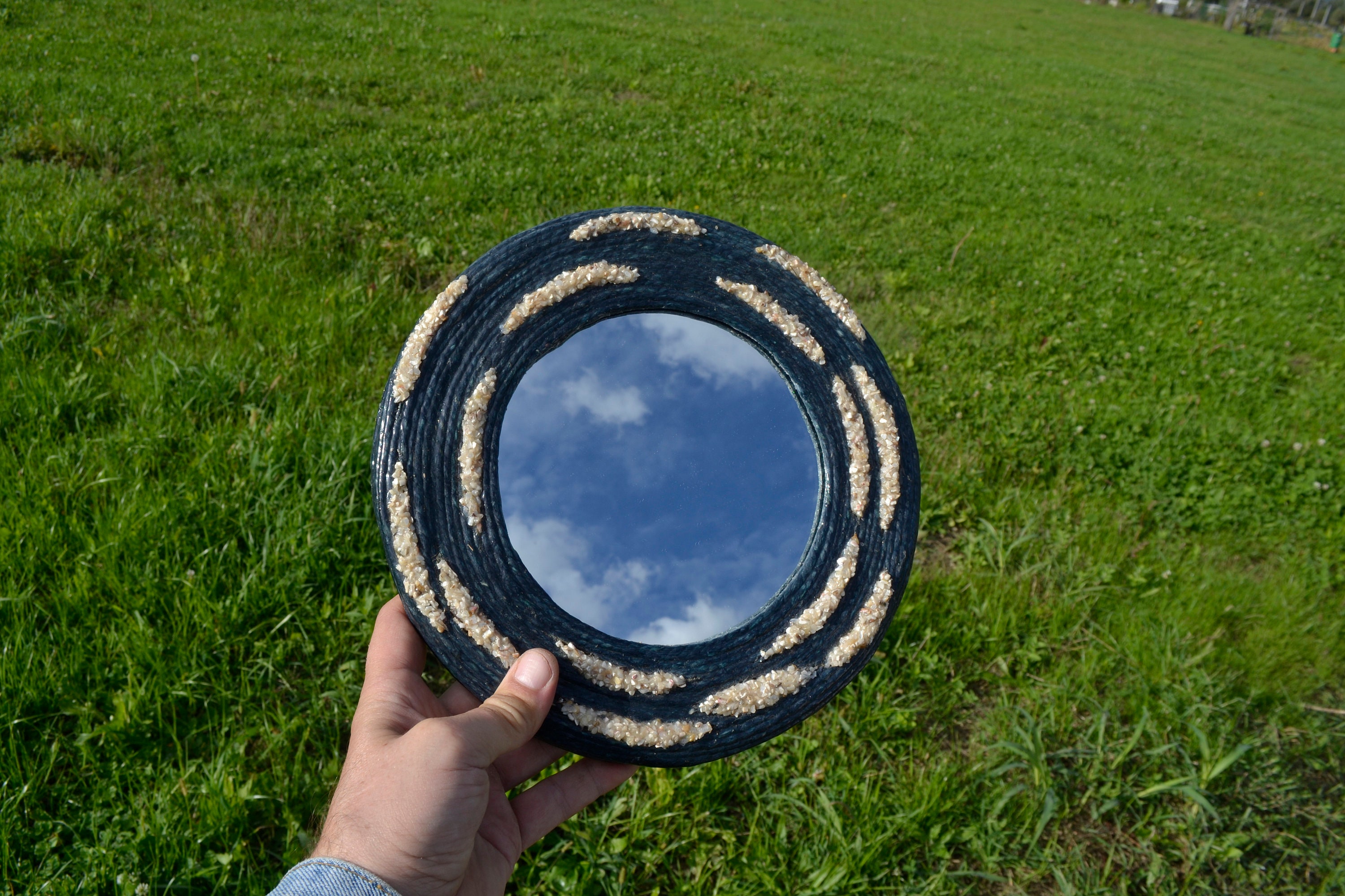 ROUND WALL MIRROR Blue Hemp Rope Mirror Hanging Mirror - Etsy