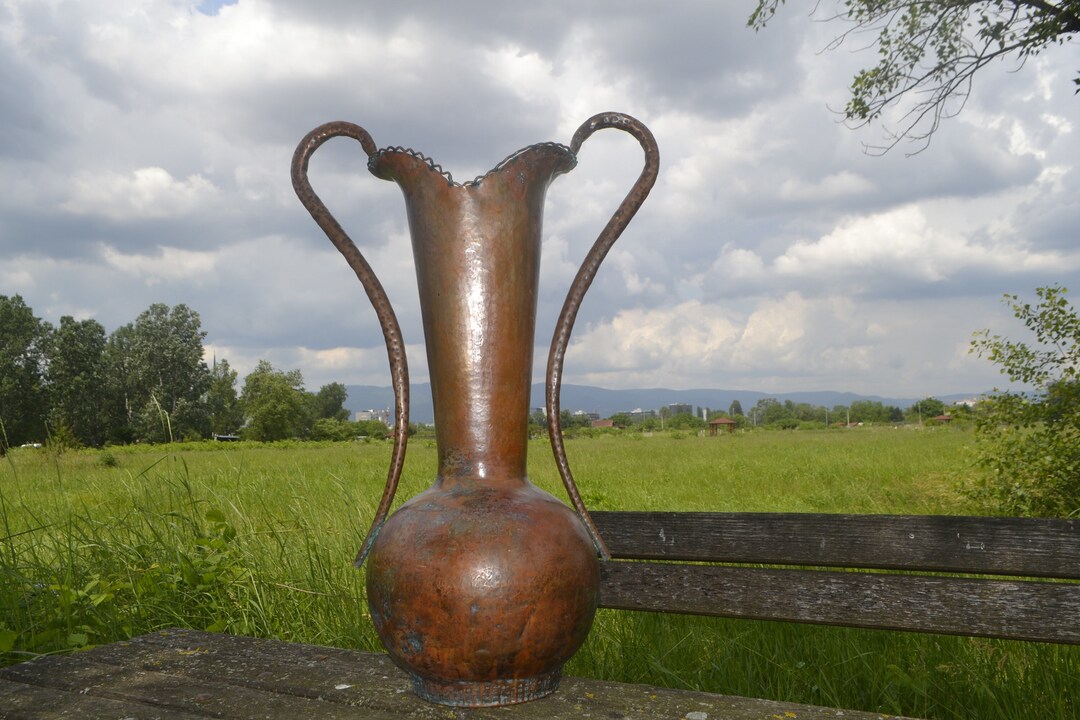 LARGE COPPER VASE 10 Liters Capacity, 73 Cm Tall Vase, Vintage Copper ...