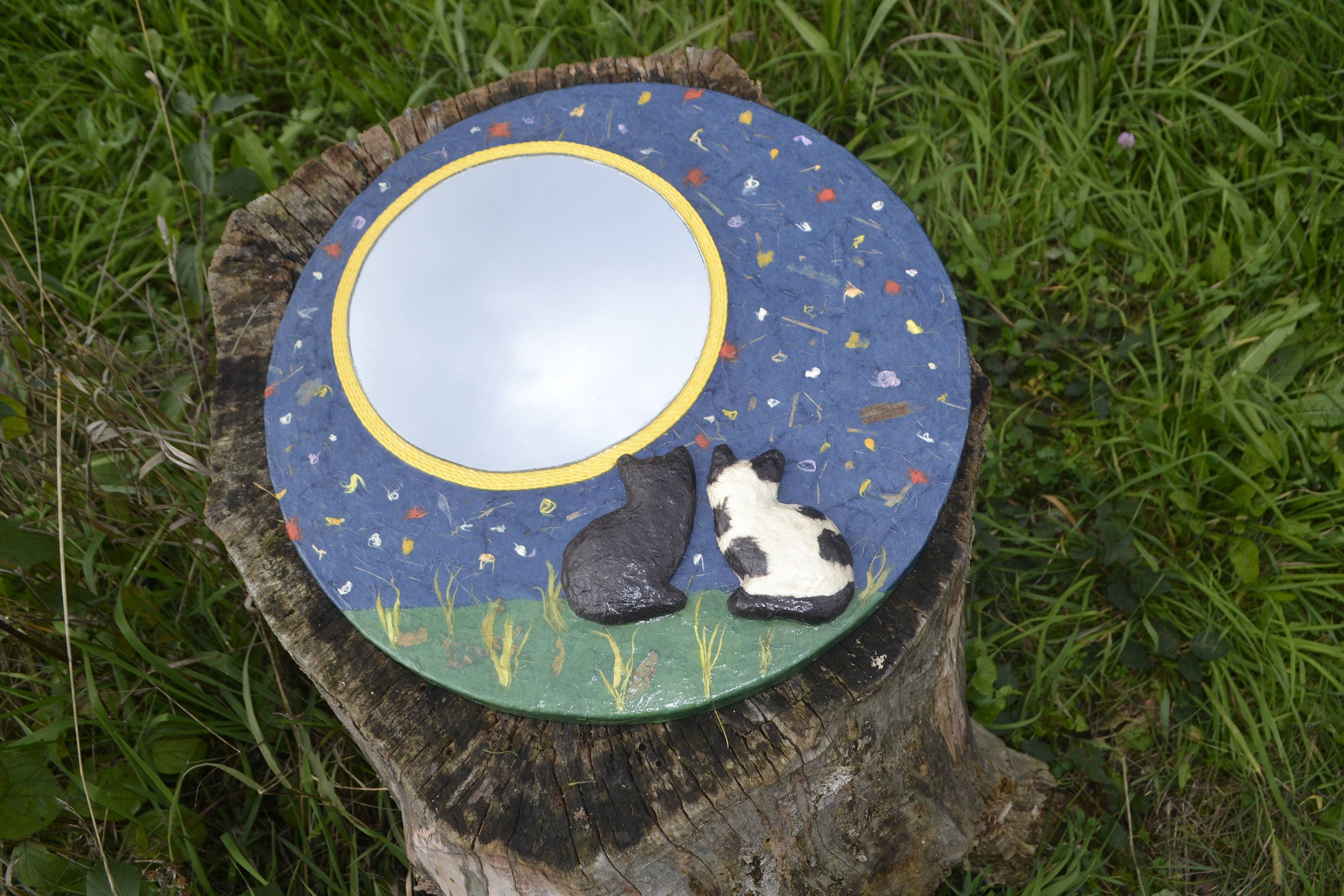 FULL MOON MIRROR, Decorative Wall Mirror, Round Mirror With 2 Cats ...