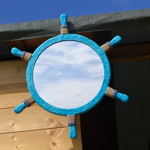 BLUE HELM MIRROR Large Round Mirror Coastal Decor Nautical | Etsy