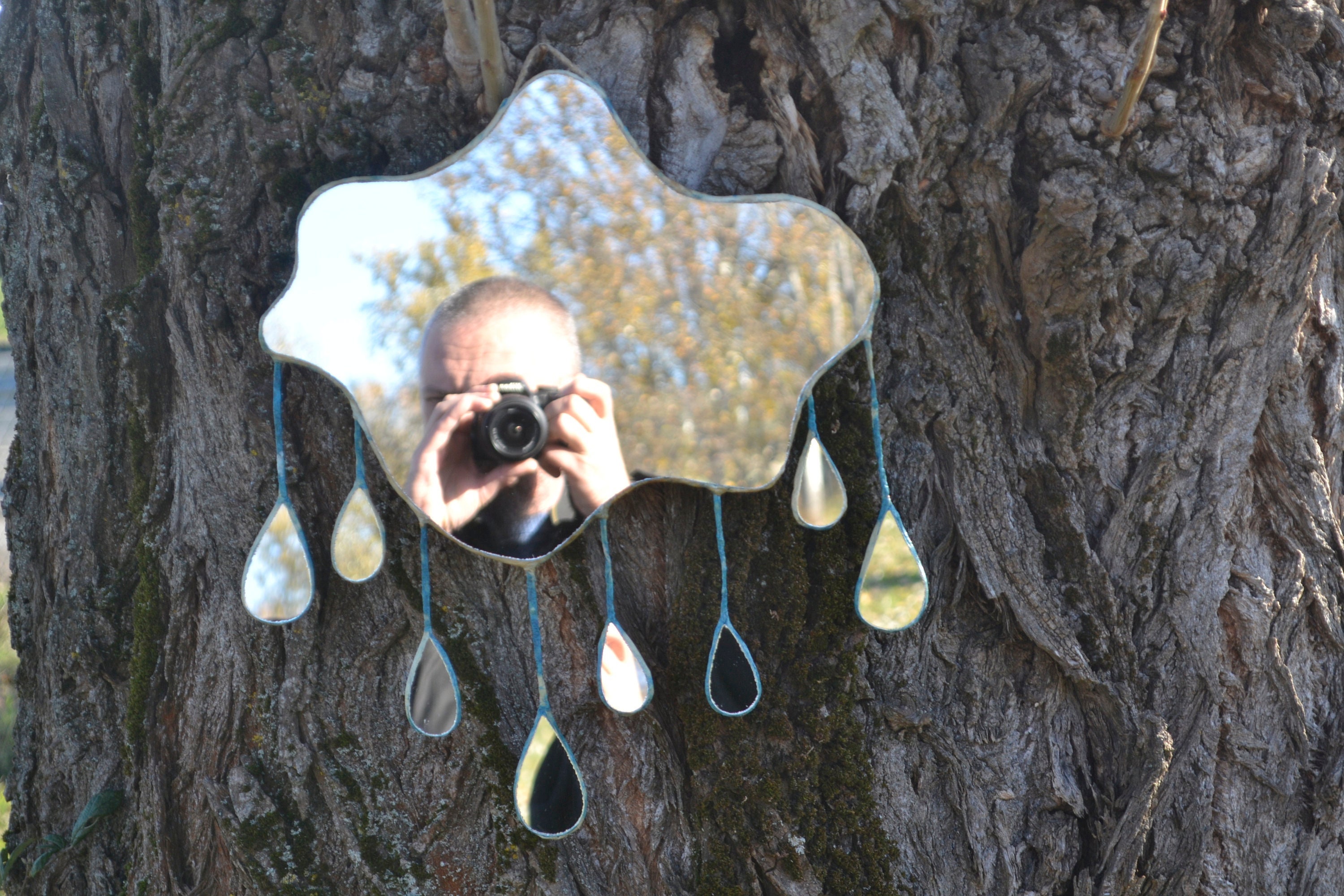 FRAMELESS CLOUD MIRROR, 8 Rain Drop Mirrors, Cloud Wall Hanging ...