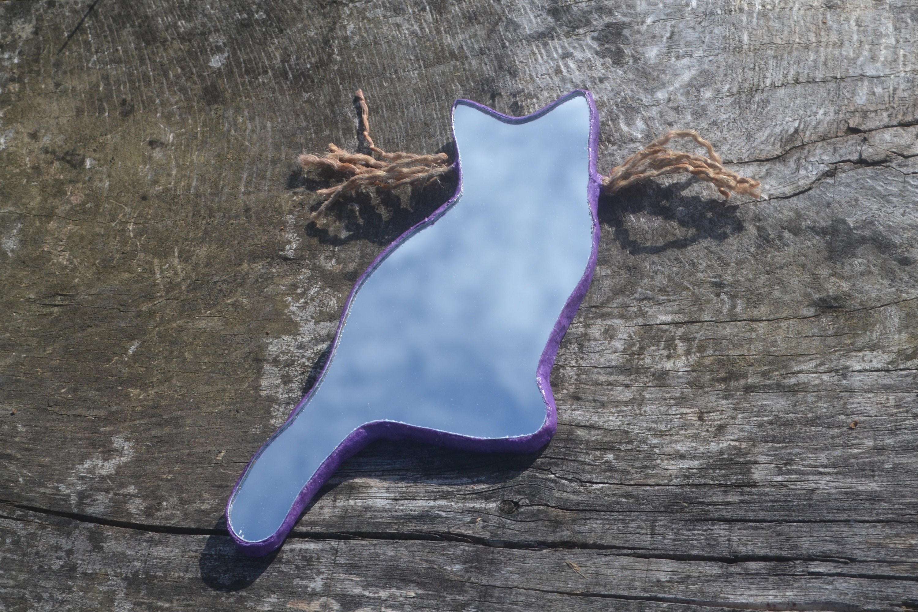 PURPLE CAT MIRROR Small Wall Mirror Frameless Mirror Paper - Etsy