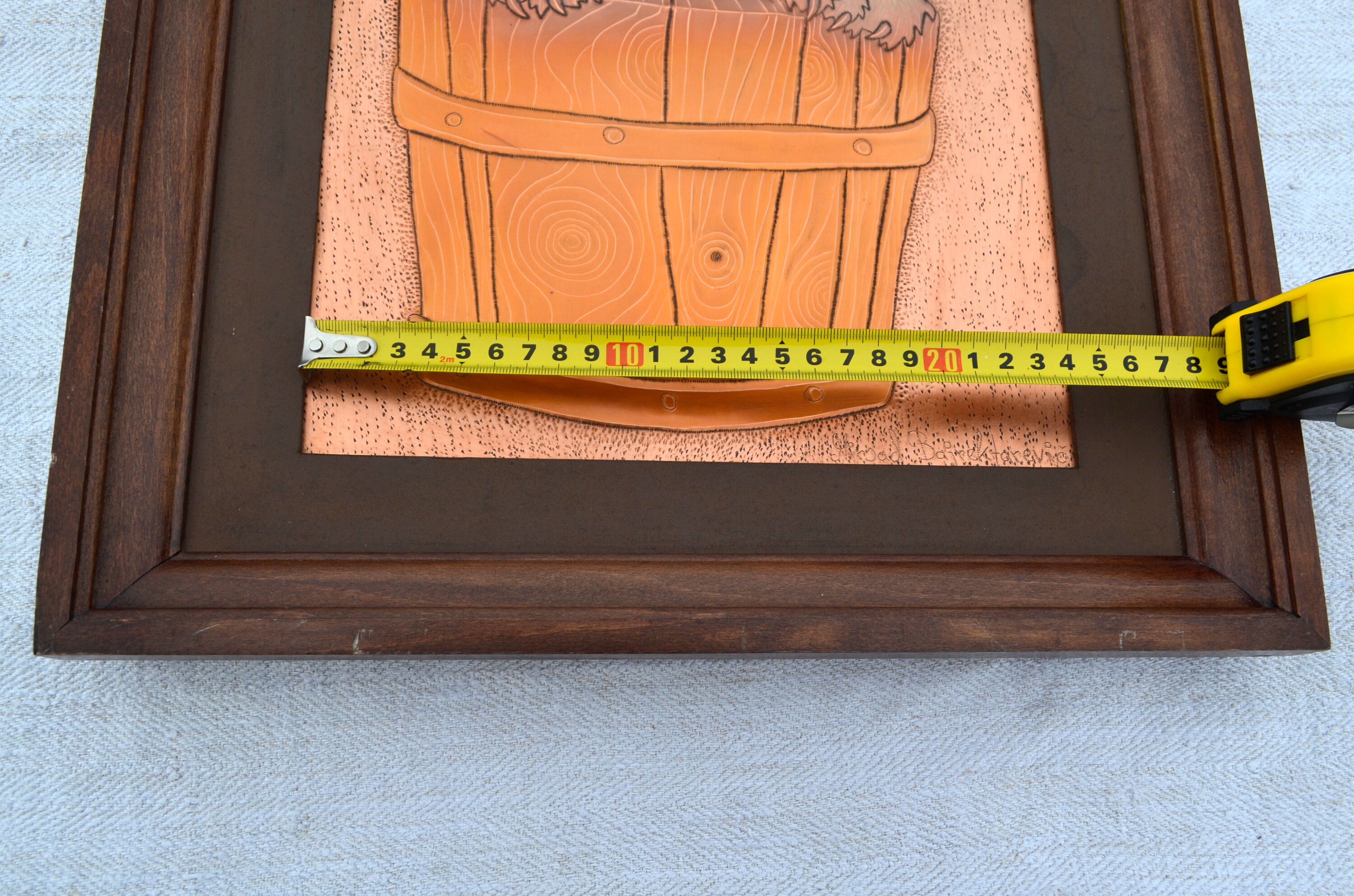 ETCHED COPPER CAT, Vintage Copper Etching Cat, 38 X 42 Cm Wooden Frame ...
