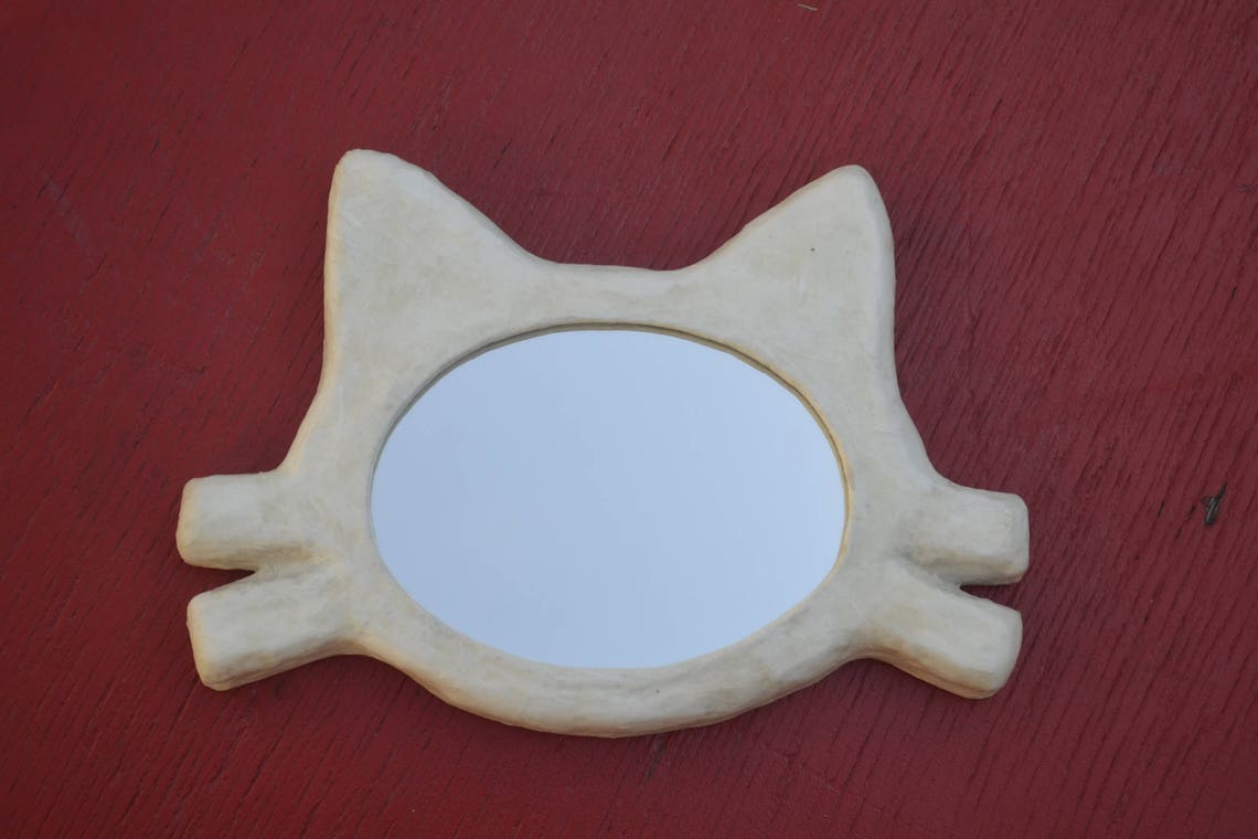 WHITE Cat's HEAD Mirror Decorative Wall Mirror White - Etsy