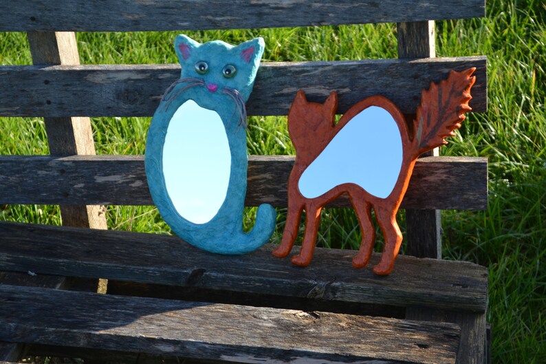 BLUE CAT MIRROR, Decorative Wall Mirror, Unique Cat Mirror, Ideal Gift ...