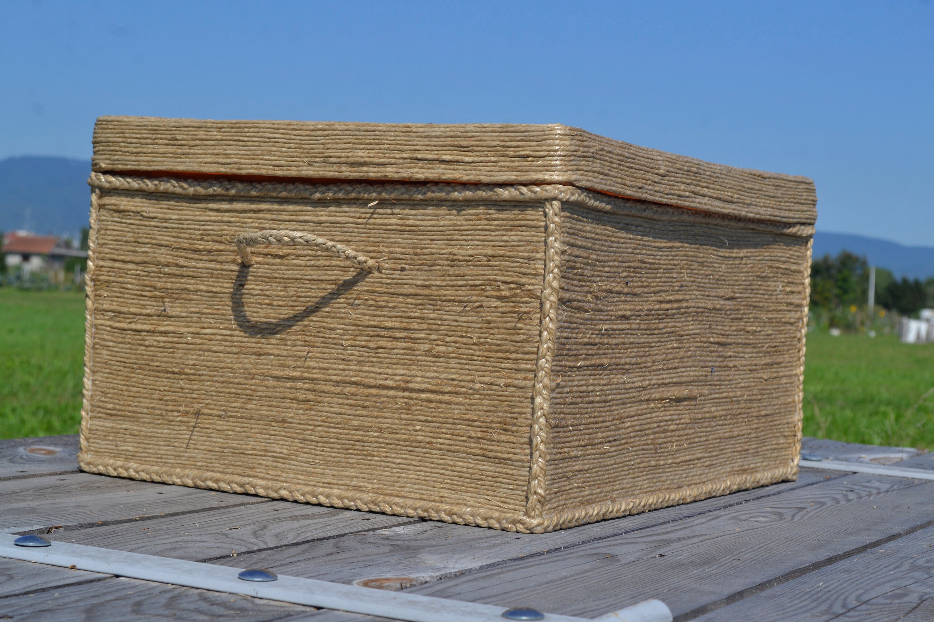 LARGE HEMP TRUNK Recycled Cardboard Box Covered in Hemp Rope - Etsy UK
