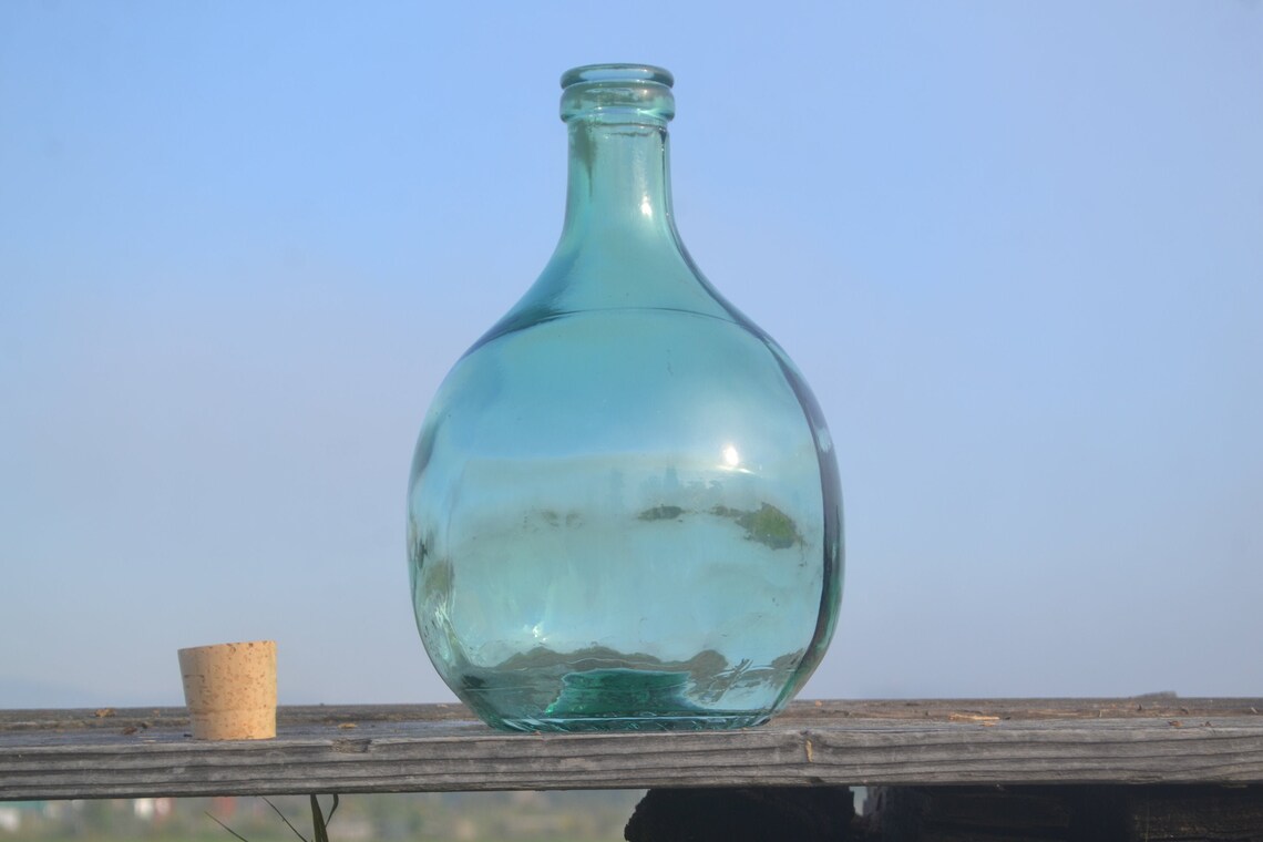 BLUE GREENISH 5l DEMIJOHN Large Wine Bottle Blue Demijohn | Etsy