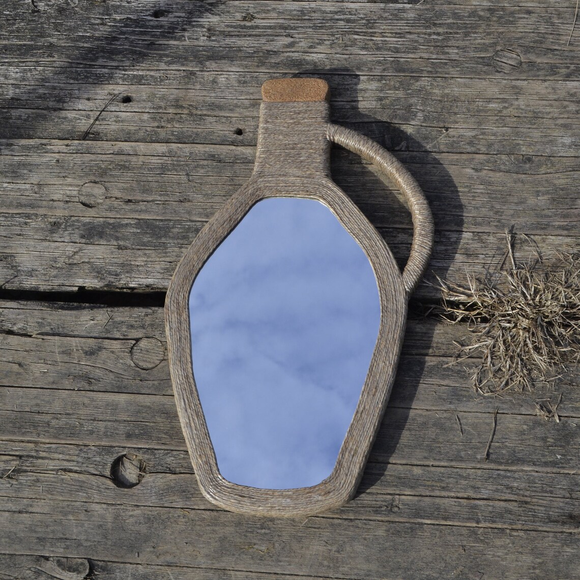 DEMIJOHN SHAPE MIRROR, Wine Bottle Shape Mirror, Wall Mirror, Hemp Rope ...