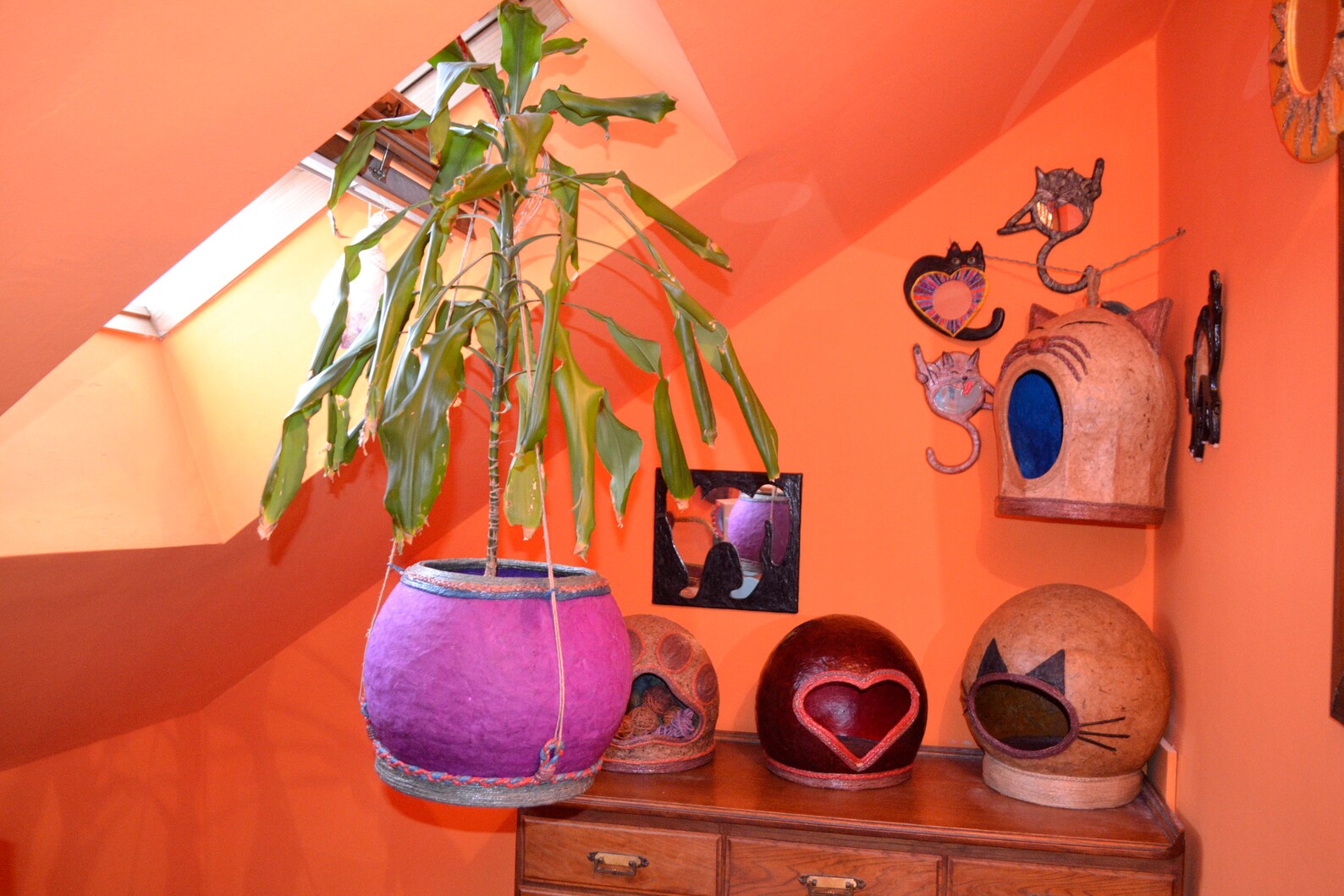 GIANT PAPER - MACHE Jar, Cat Cave, Wall Hanging Plant Holder, Extra ...
