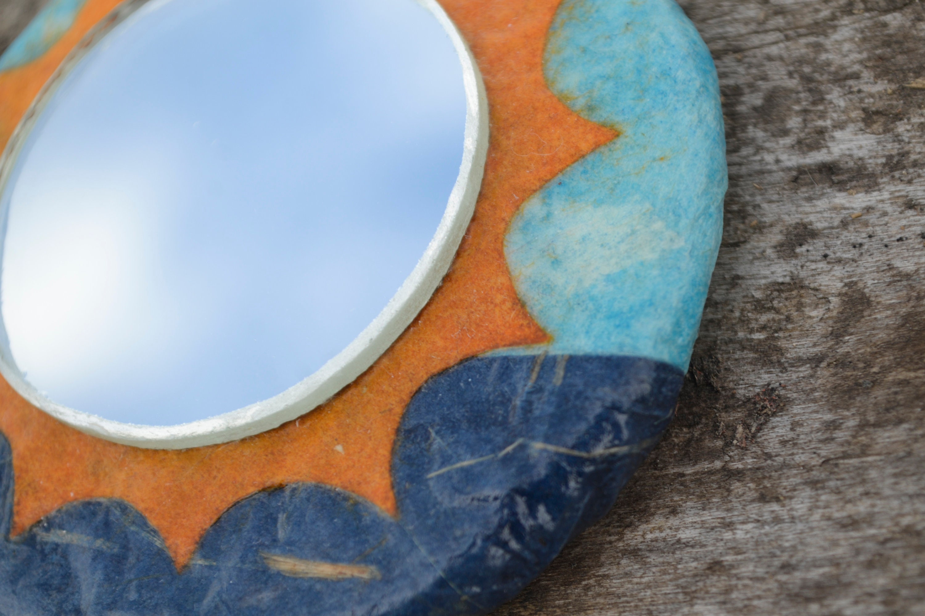 SUN MIRROR MAGNET, Small Round Mirror, Fridge Magnet, Paper Mache ...