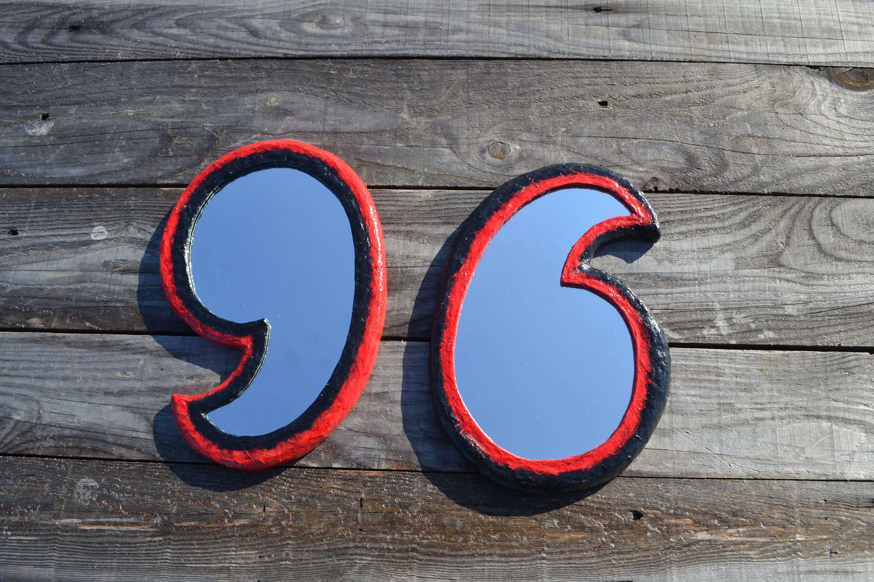 Number 6 & Number 9 Shaped Wall Mirrors, 2 Mirror Set, Unusual Wall ...