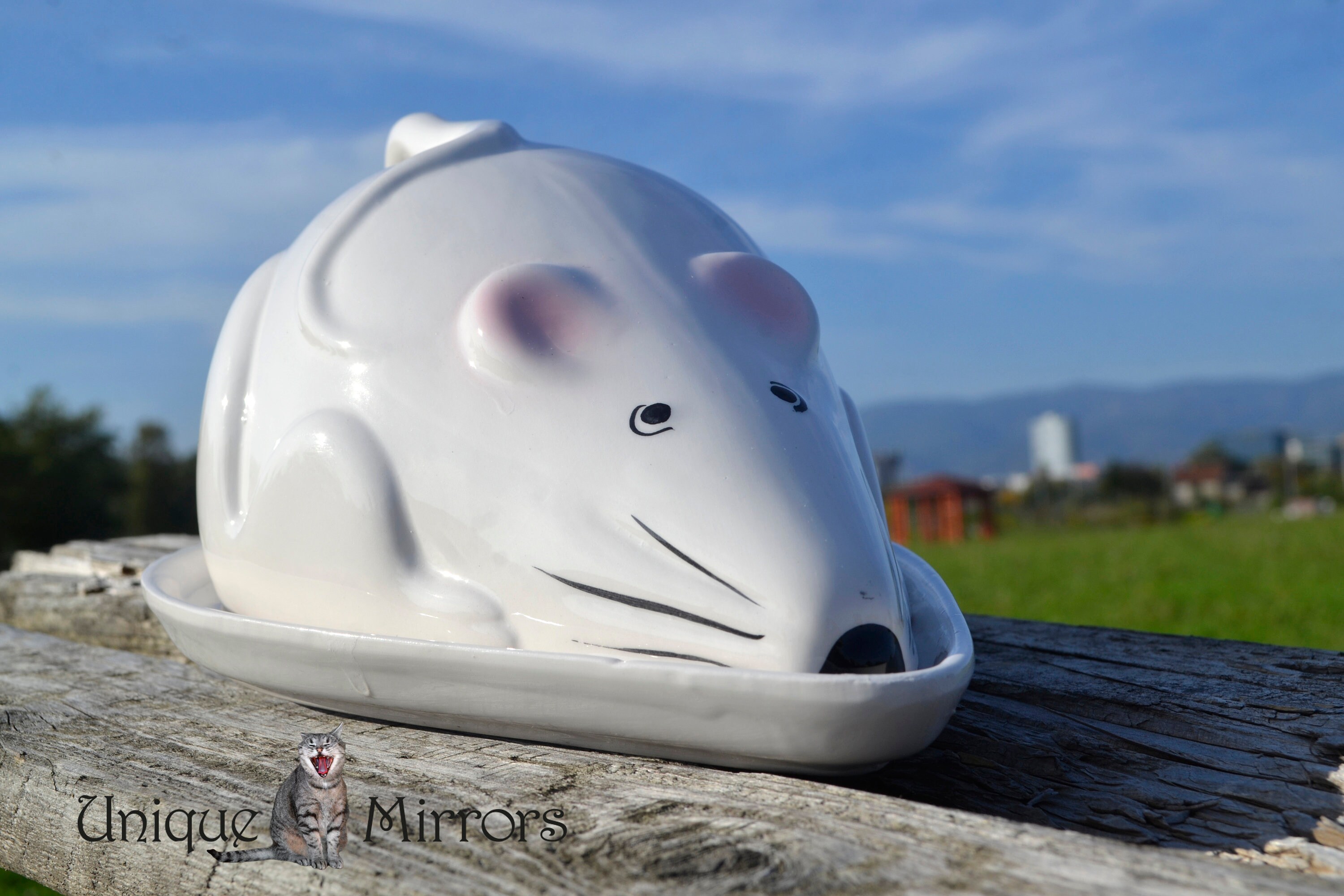 GIANT WHITE MOUSE Antique Mid Century Cheese Bowl, Ceramic Bowl & Plate ...