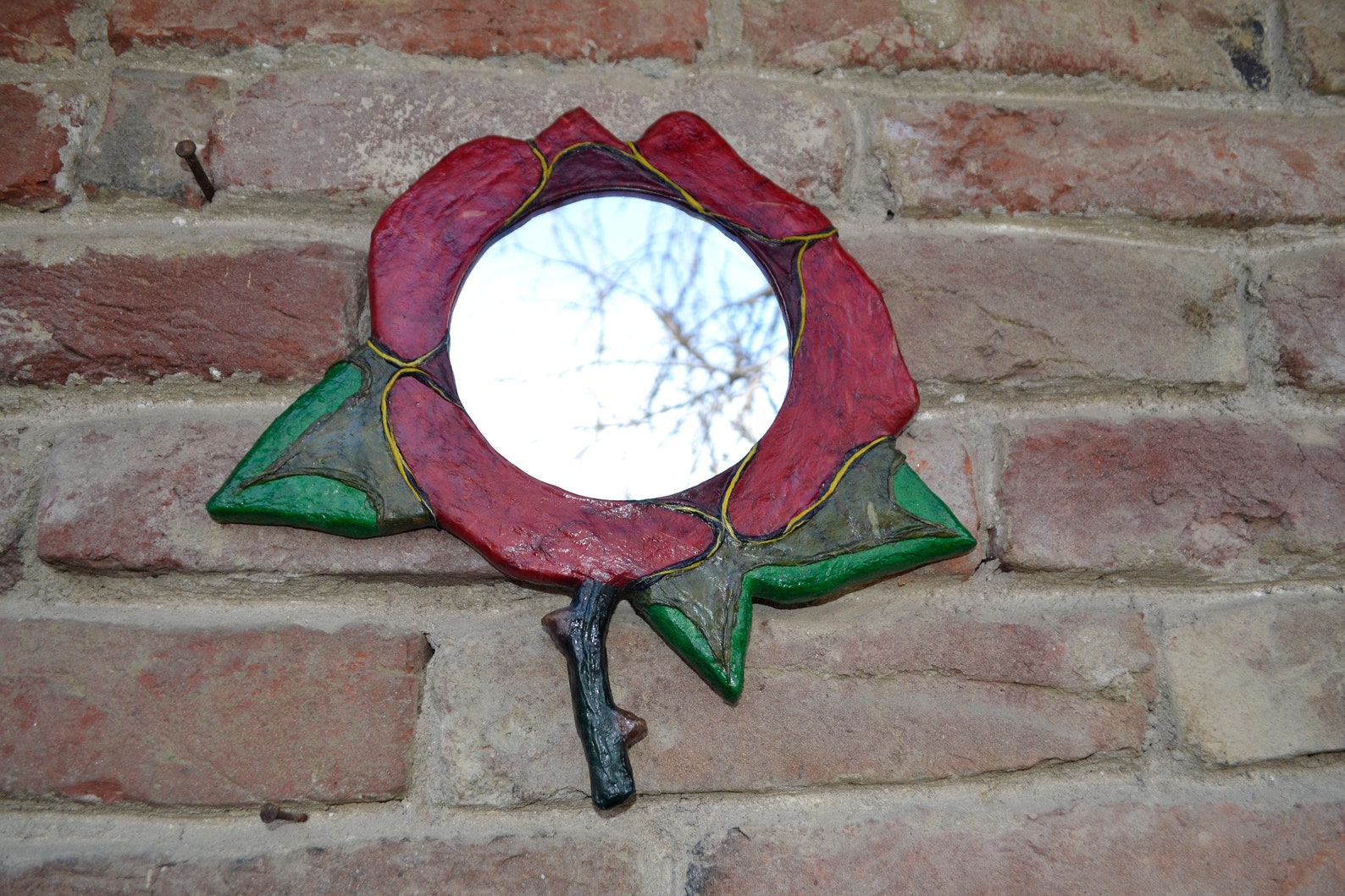ROSE SHAPED MIRROR, Decorative Mirror, Round Mirror, Paper-mache Mirror ...