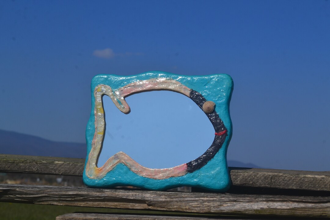 WAVY FISH MIRROR, Paper Mache Fish Mirror, Tropical Fish, Coastal Wall ...