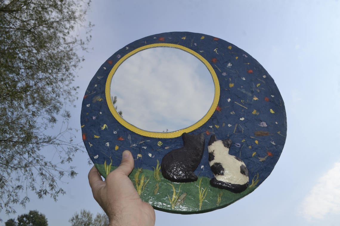 FULL MOON MIRROR Decorative Wall Mirror Round Mirror With 2 - Etsy