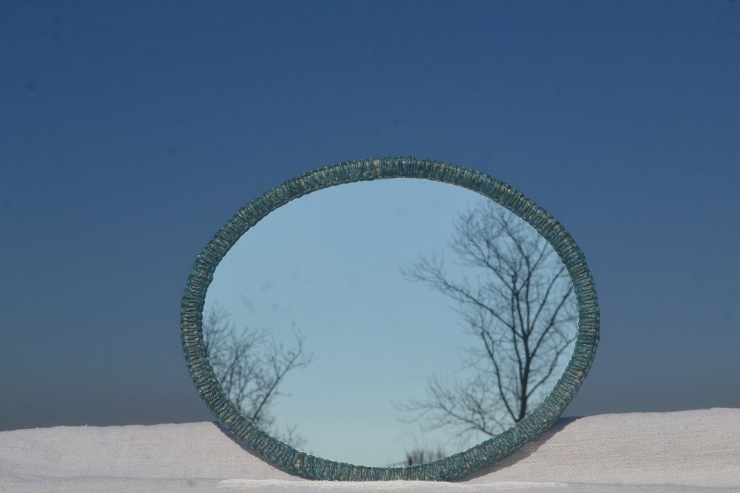 BLUE OVAL MIRROR, Macrame Framed Wall Mirror, Decorative Mirrors, Boho ...