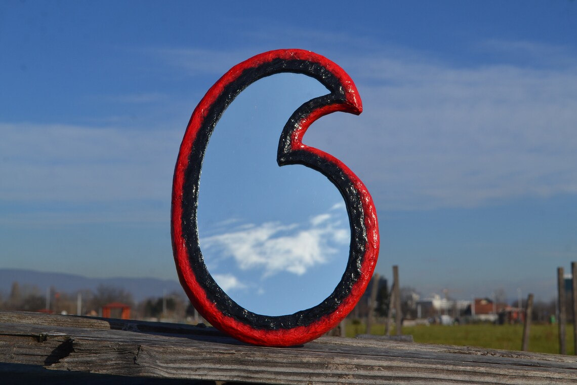 Number 6 & Number 9 Shaped Wall Mirrors, 2 Mirror Set, Unusual Wall ...