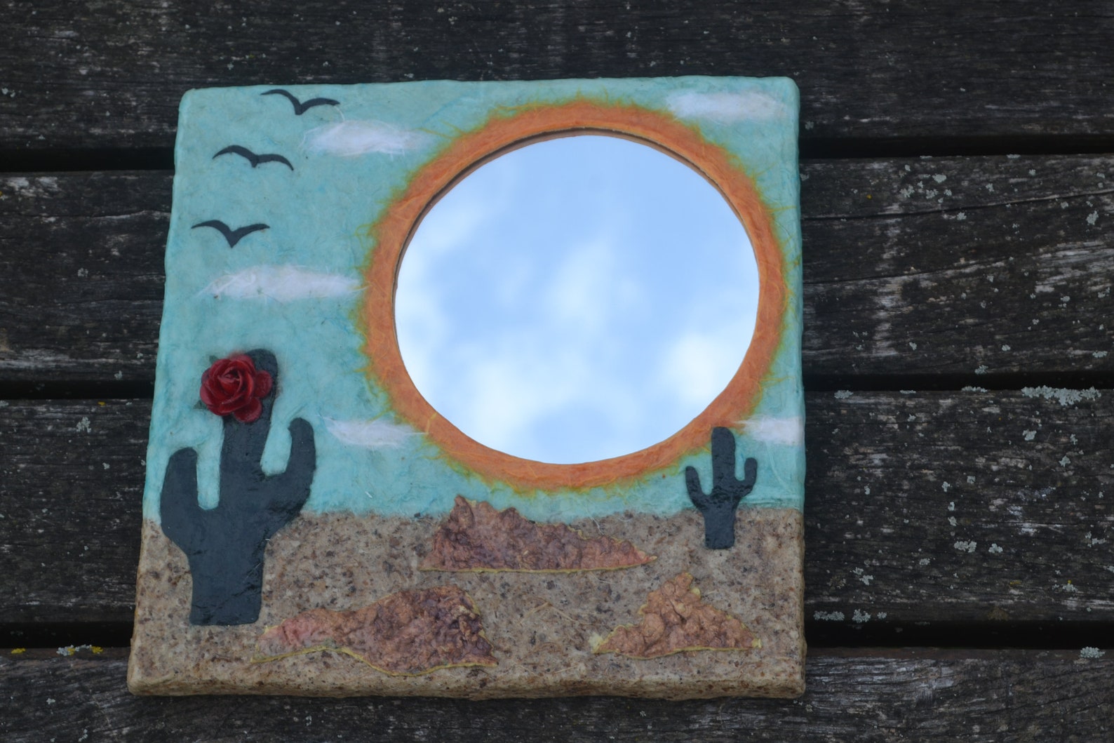 DESERT SUN MIRROR Decorative Wall Mirror Cactus Mirror - Etsy UK