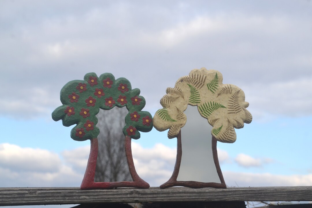 2 TREE SHAPE MIRRORS, Set of 2 Wall Mirrors, Decorative Mirrors, Paper ...