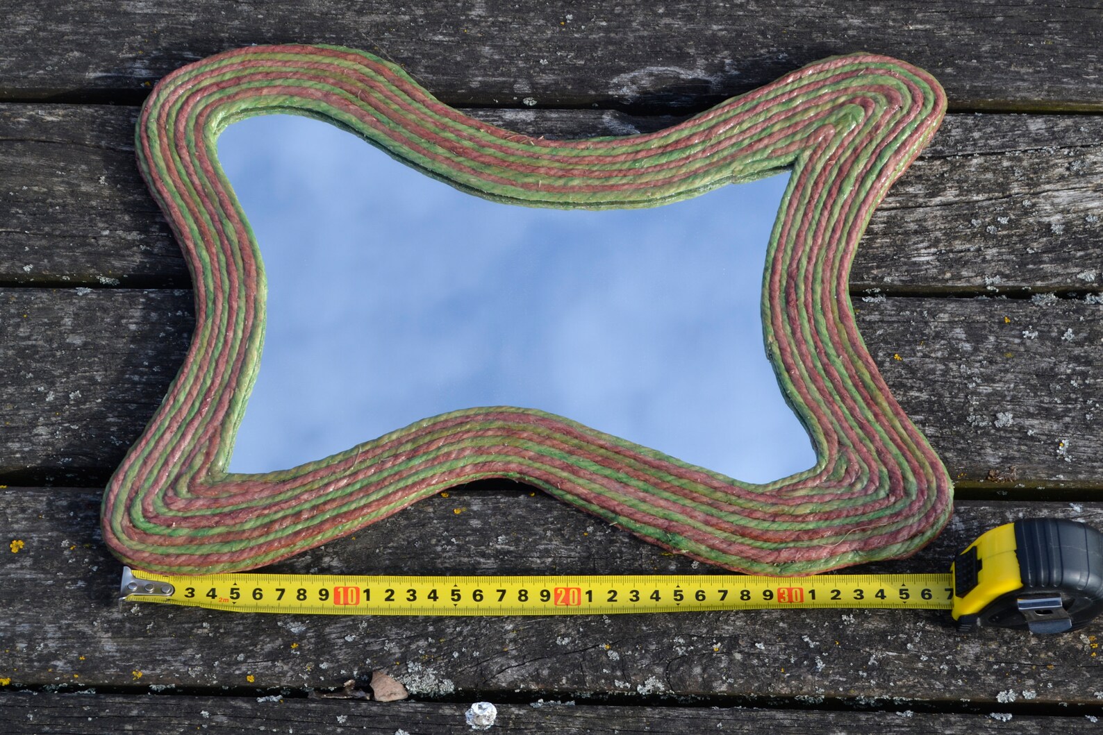 HEMP SPLASH MIRROR, 8 Hanging Positions Framed Wavy Mirror, Wall Mirror ...