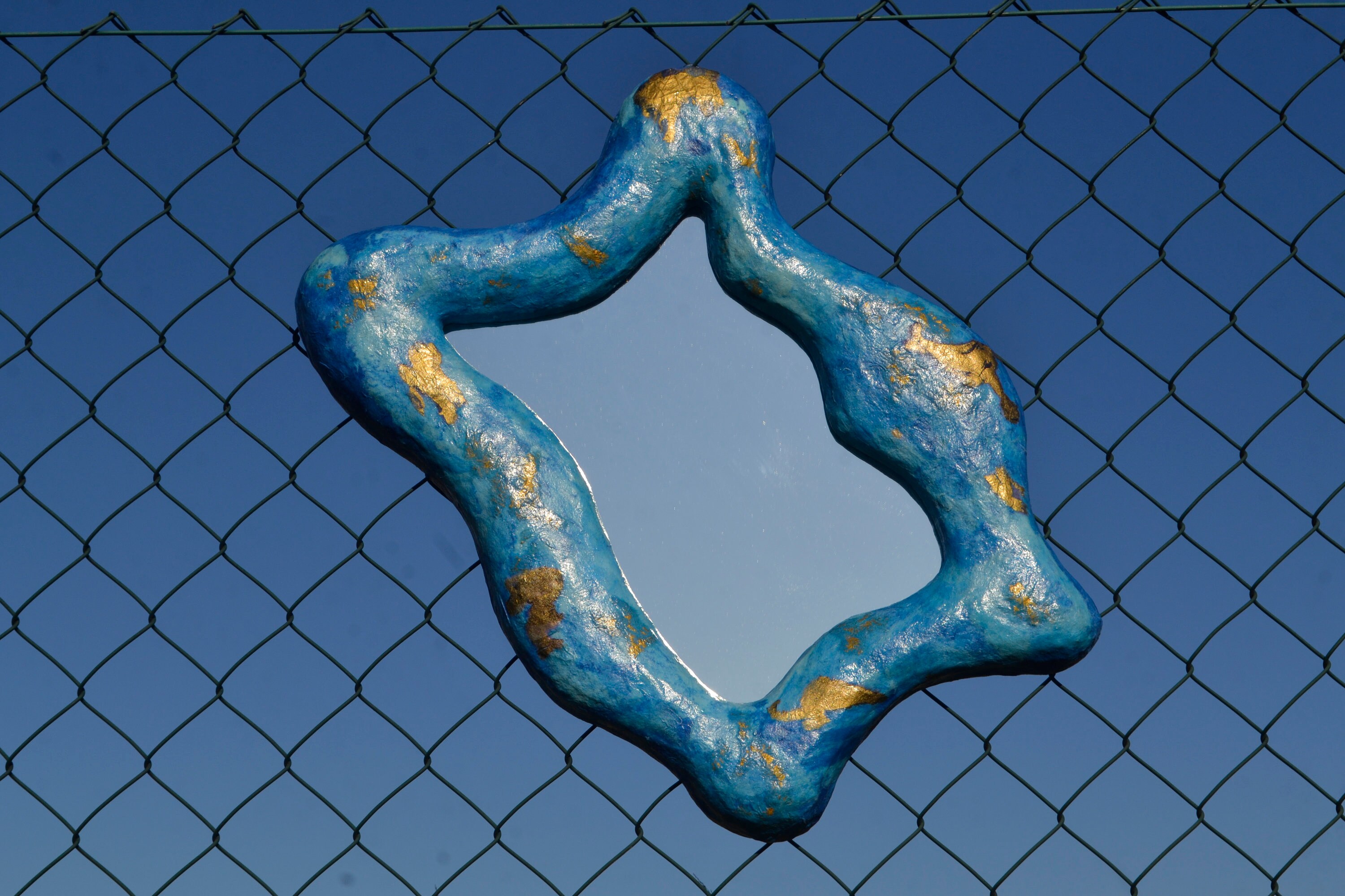 BLUE SPLASH MIRROR, Wiggly Wall Mirror, Framed Wavy Mirrors, Wall ...
