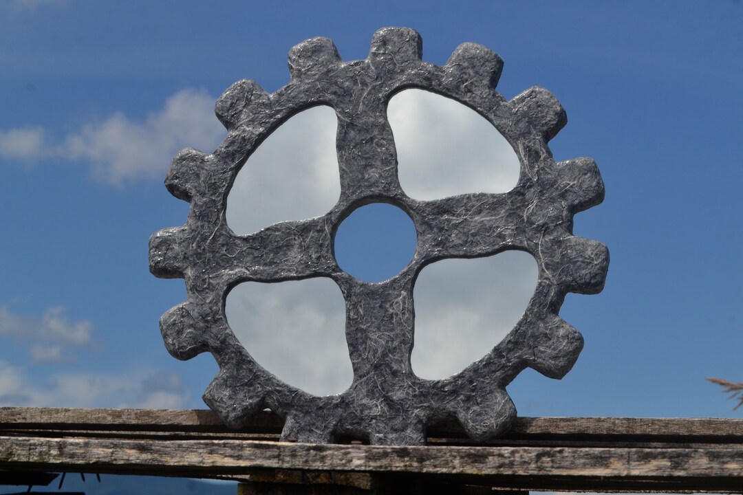 GREY GEAR MIRROR, Large Wall Mirror, Steampunk Wall Decor, Wheel Mirror ...