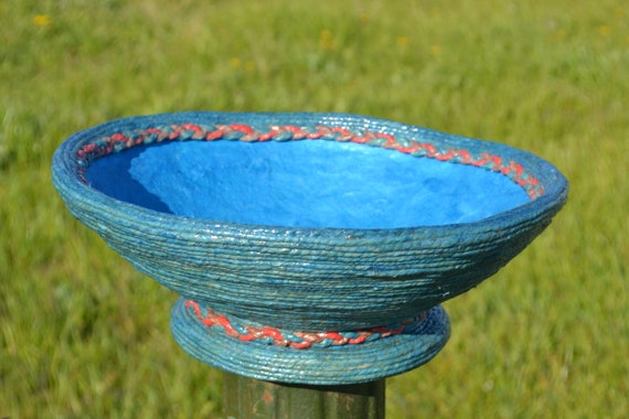 BLUE HEMP BOWL Paper Mache Basket Bowls & Baskets Kitchen | Etsy