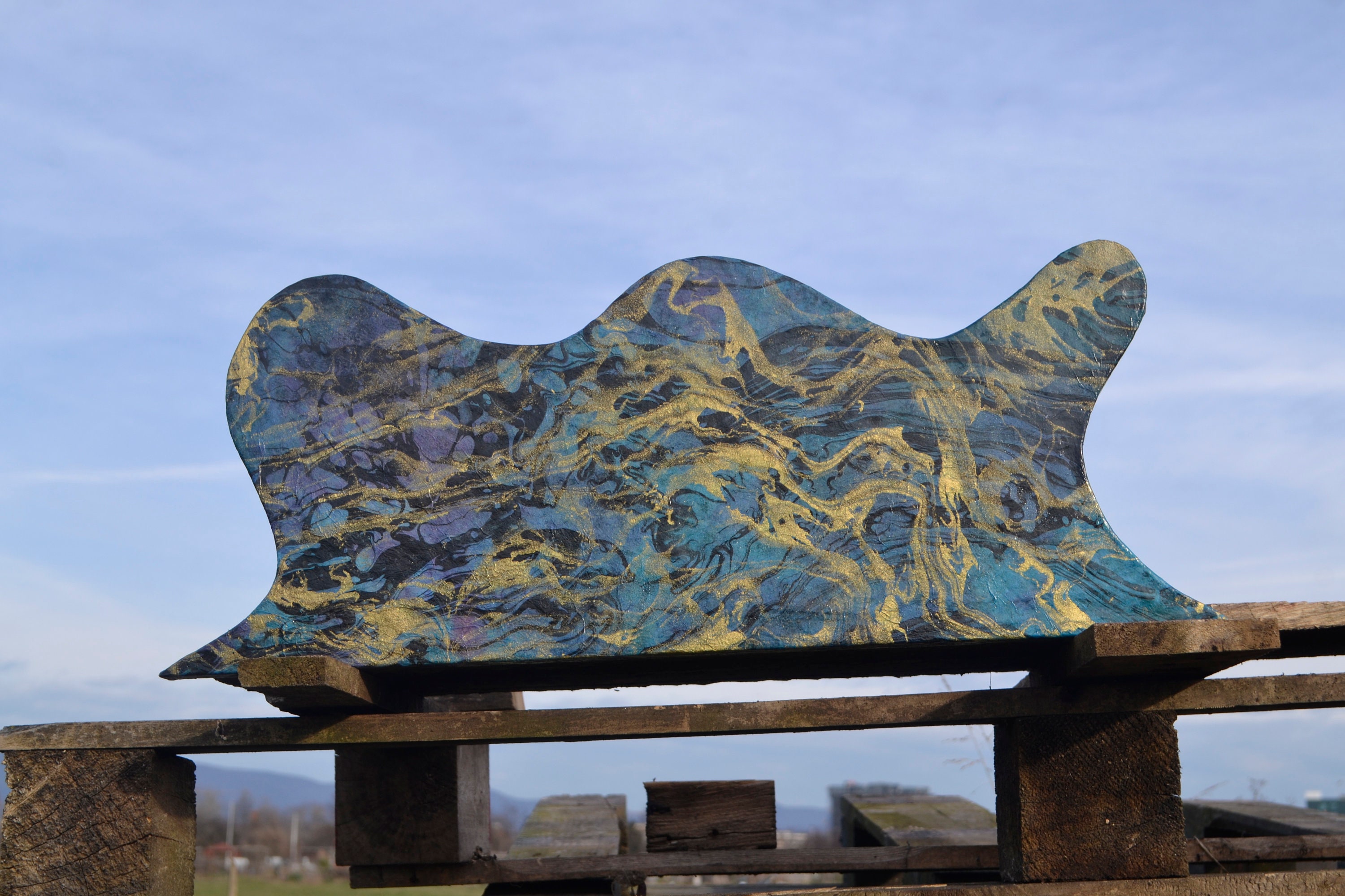 WAVY FLOATING SHELF, Blue Wavy Shelf, Cat Shelf, Book Shelf, Wavy Wall ...