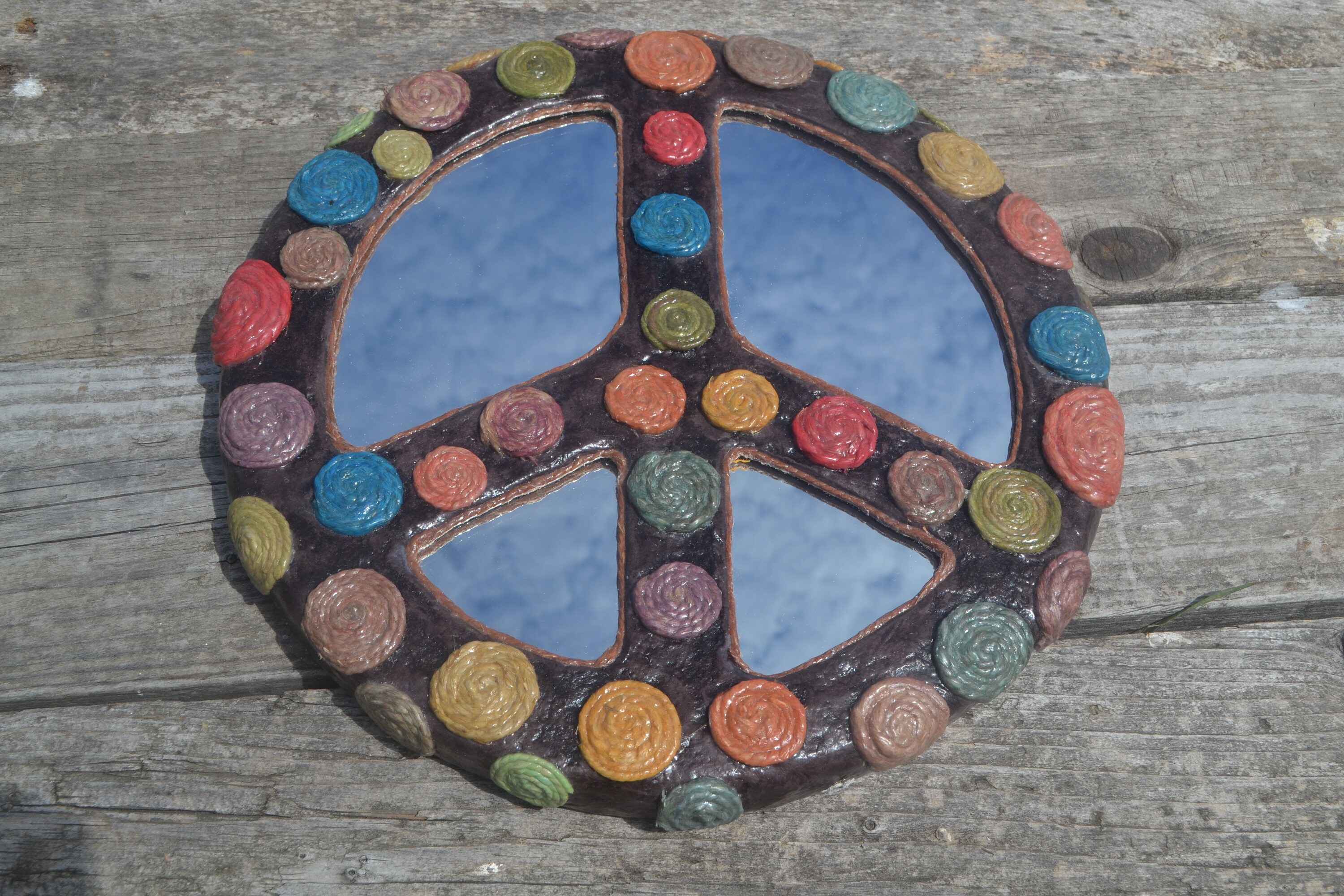 PEACE SIGN MIRROR & Peace Sign Wall Hanging Key Holder, Hippy Furniture ...