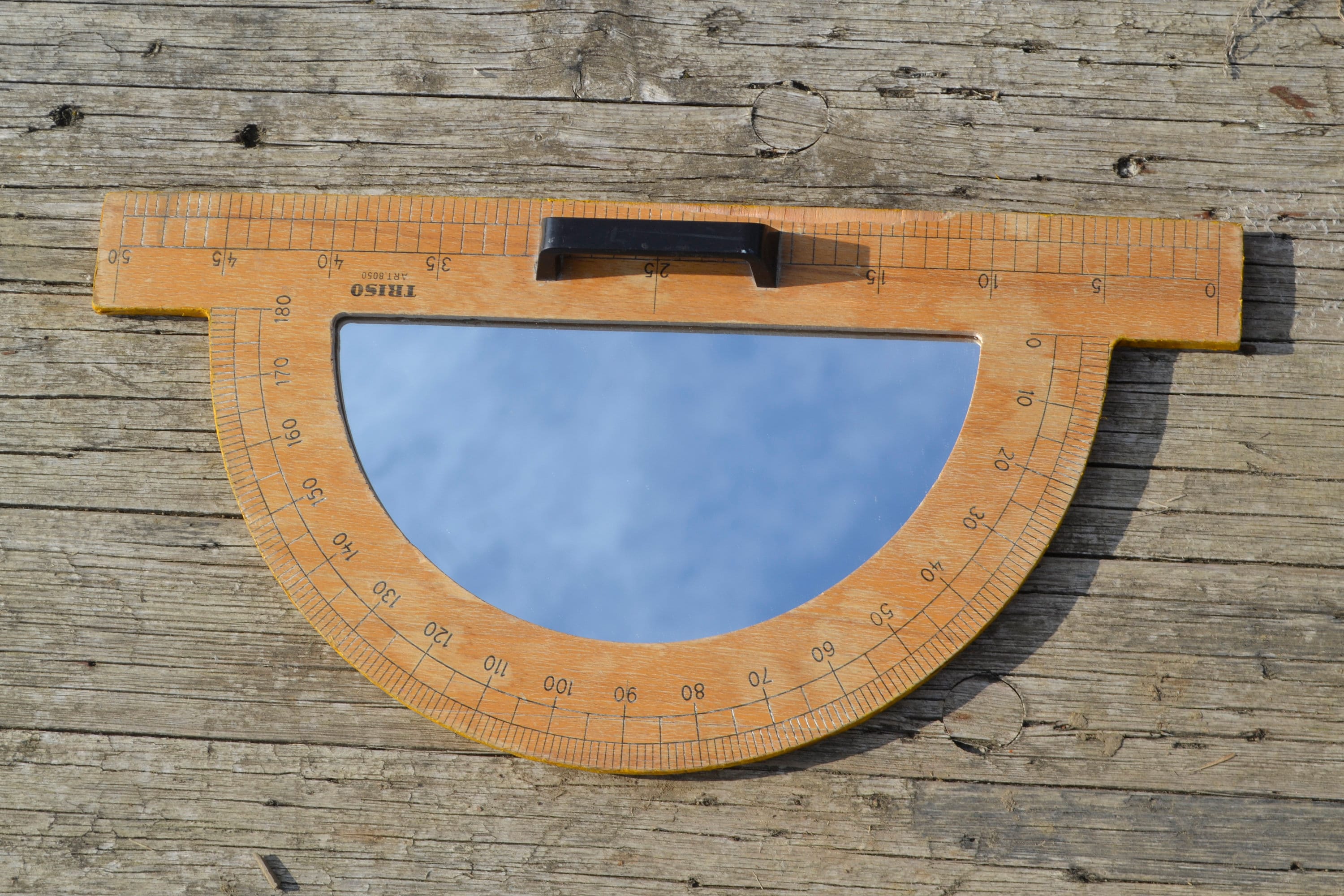 VINTAGE WOODEN PROTRACTOR Wall Mirror, Large Wooden Protractor, Wood ...