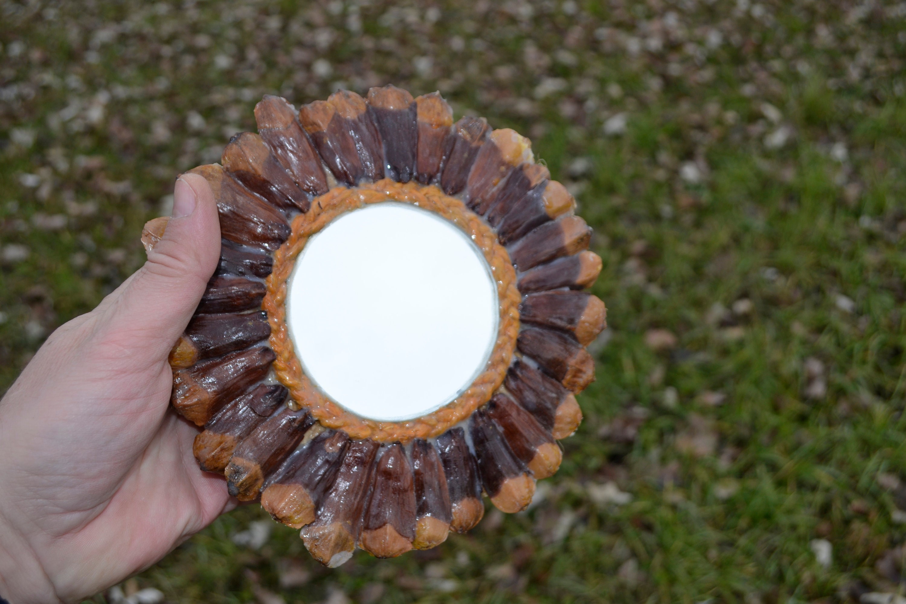 PINE PETAL SUNFLOWER Mirror, Small Wall Mirror, Round Mirror, Pine ...