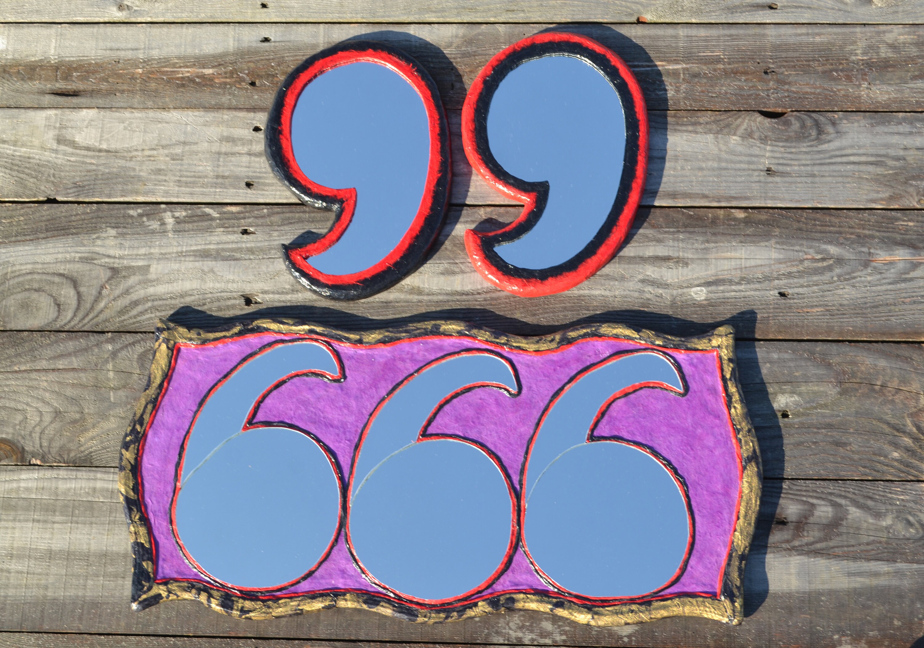 Number 6 & Number 9 Shaped Wall Mirrors, 2 Mirror Set, Unusual Wall ...